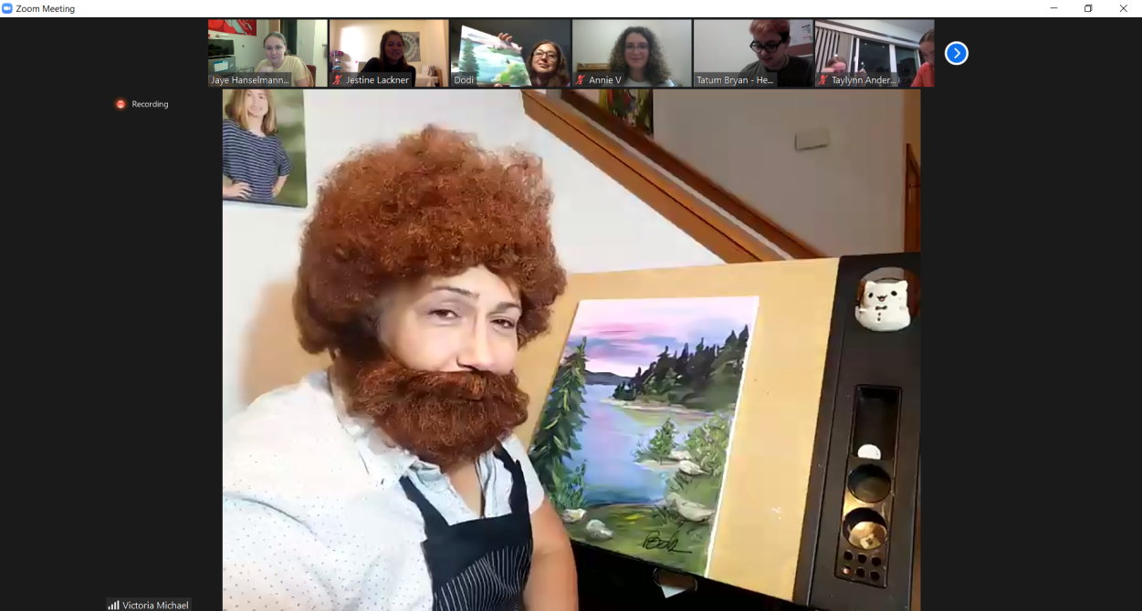 Bob Ross impersonator leads students in virtual paint-along event - The ...